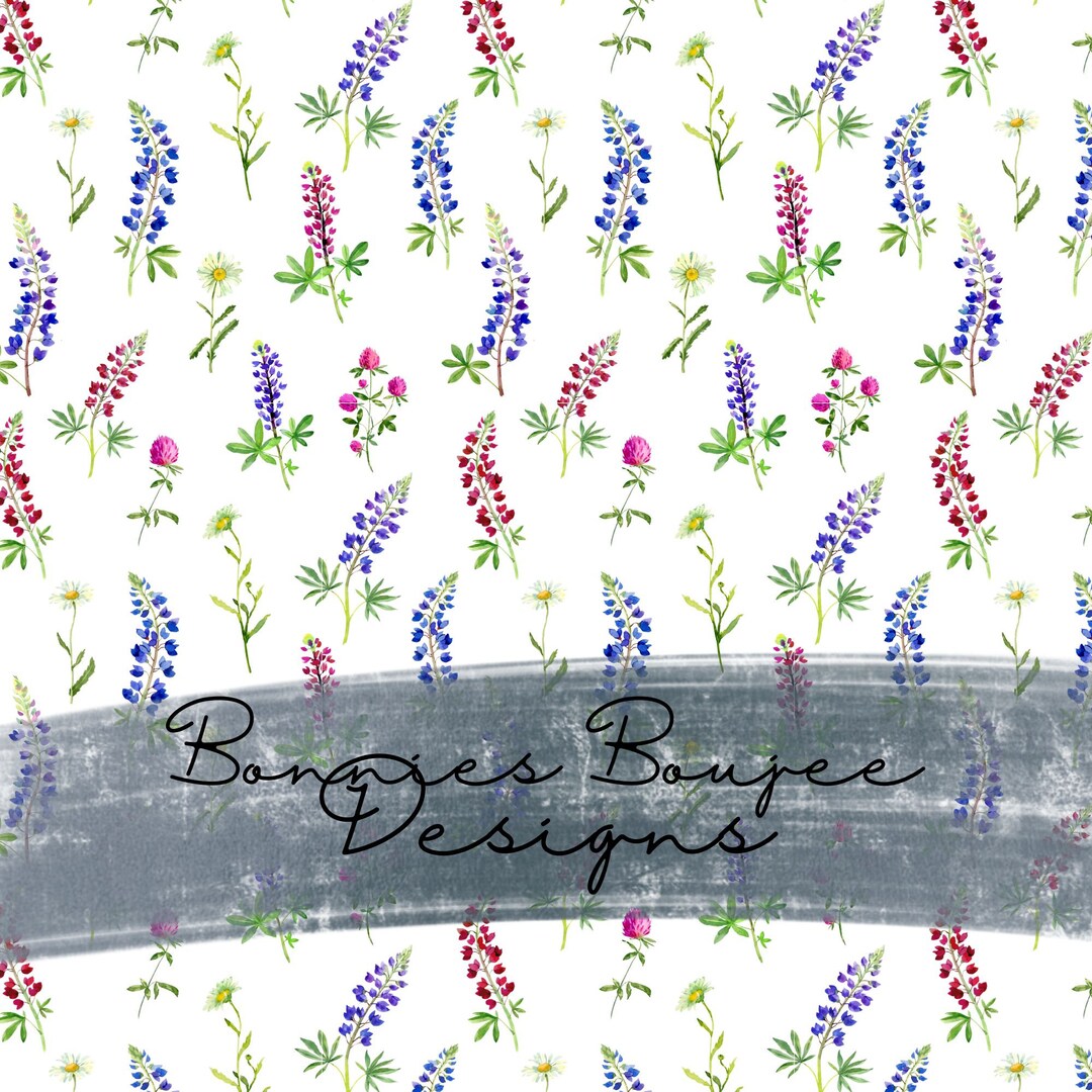 Floral Wildflower Seamless Pattern: Bluebonnets Fabric File (digital ...