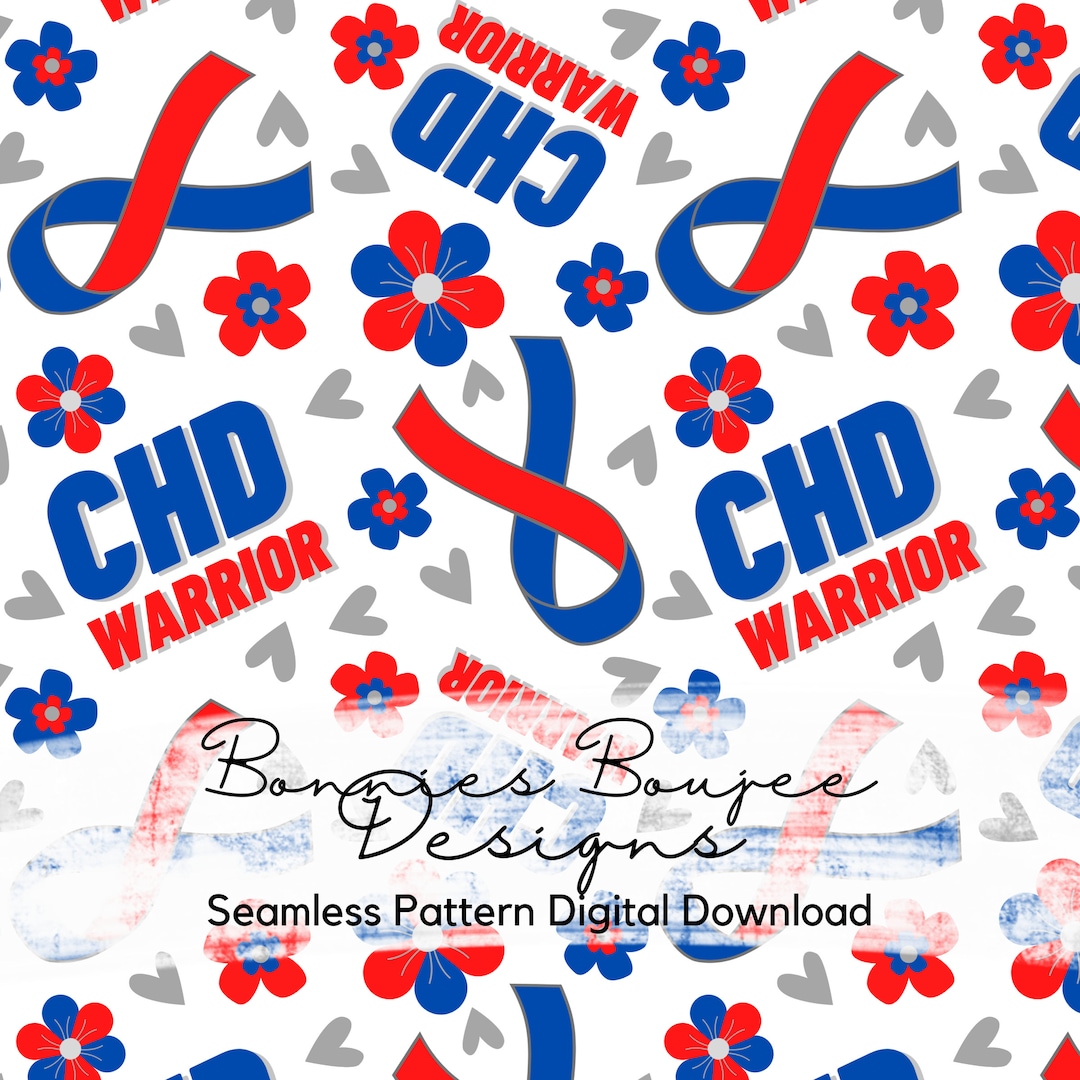 CHD Warrior Ribbon Seamless Pattern: Digital Download - Etsy
