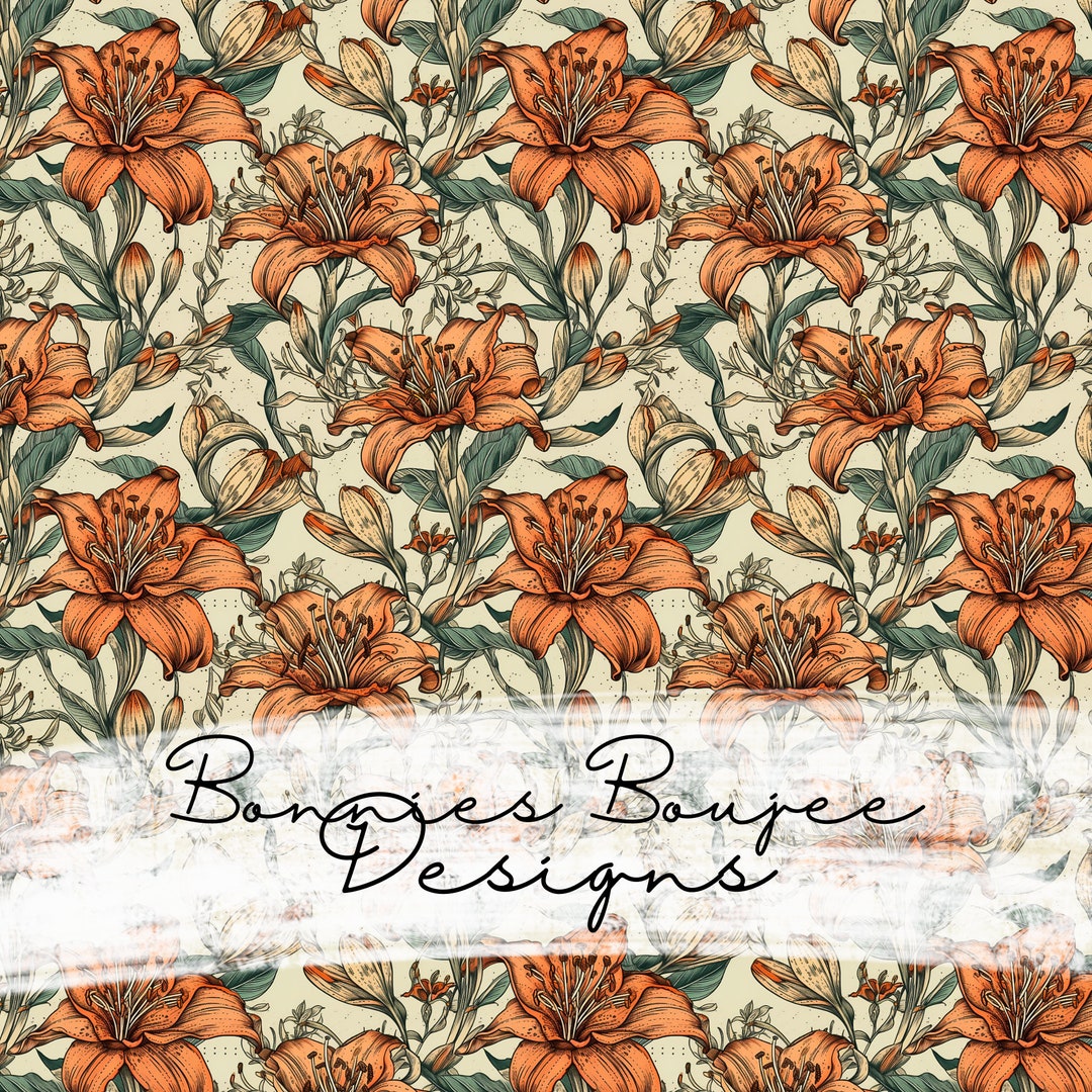 Tiger Lily Seamless Pattern: Boho Floral Design (digital Download) - Etsy
