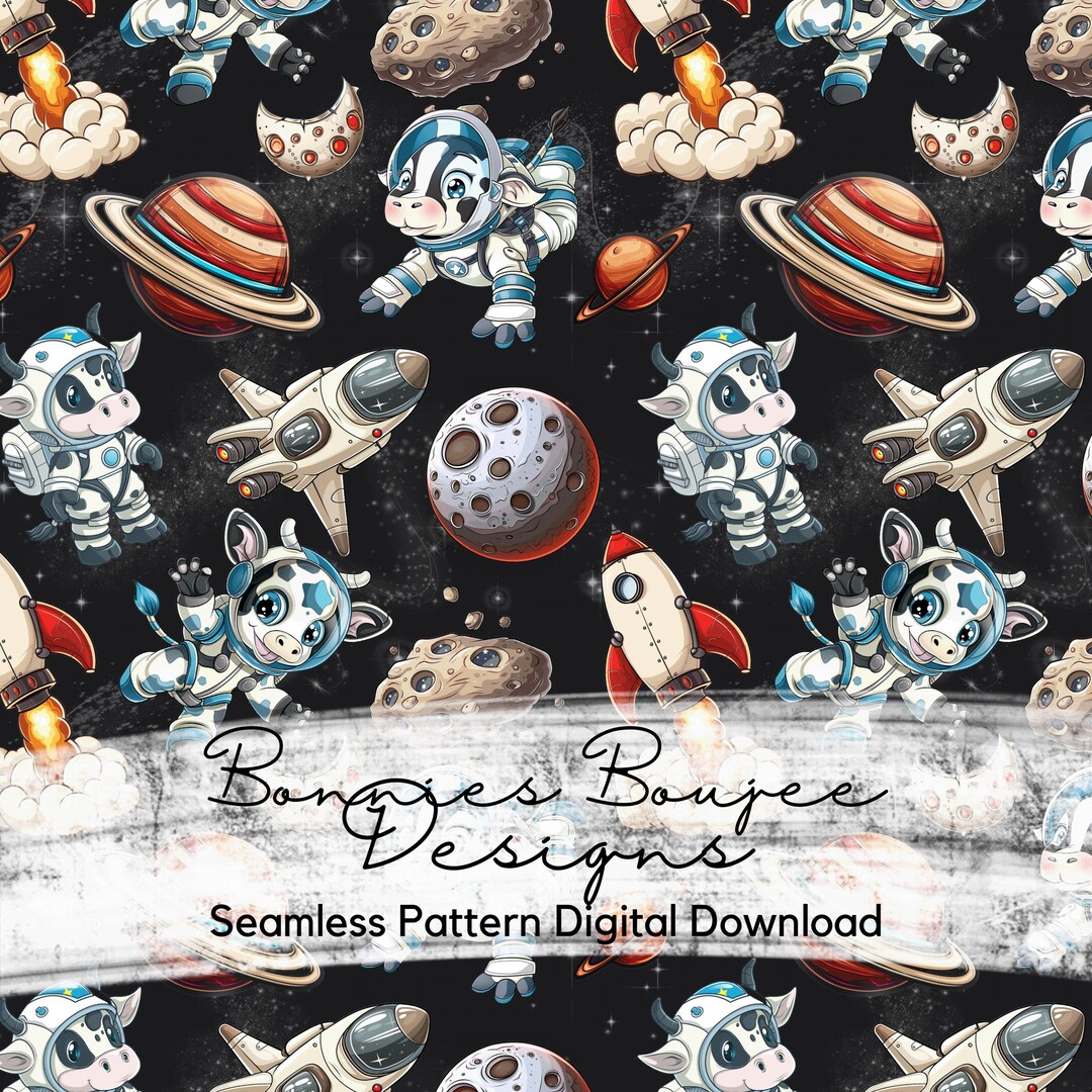 Astronaut Space Cows Seamless File Digital Download - Etsy