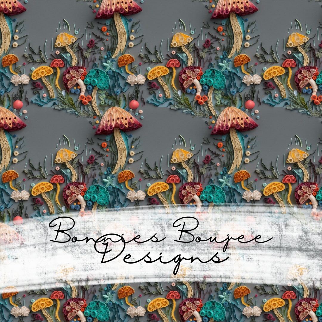 Grey Cottagecore Pattern Seamless Cottagecore Mushrooms Cottagecore ...