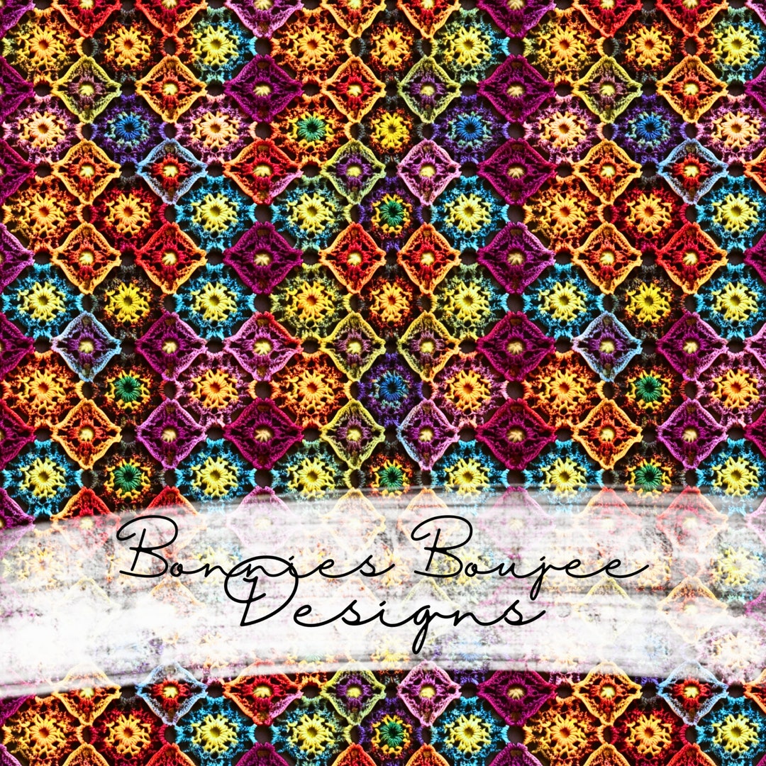 Colorful Crochet Squares Seamless Pattern: Retro Boho Design (digital ...