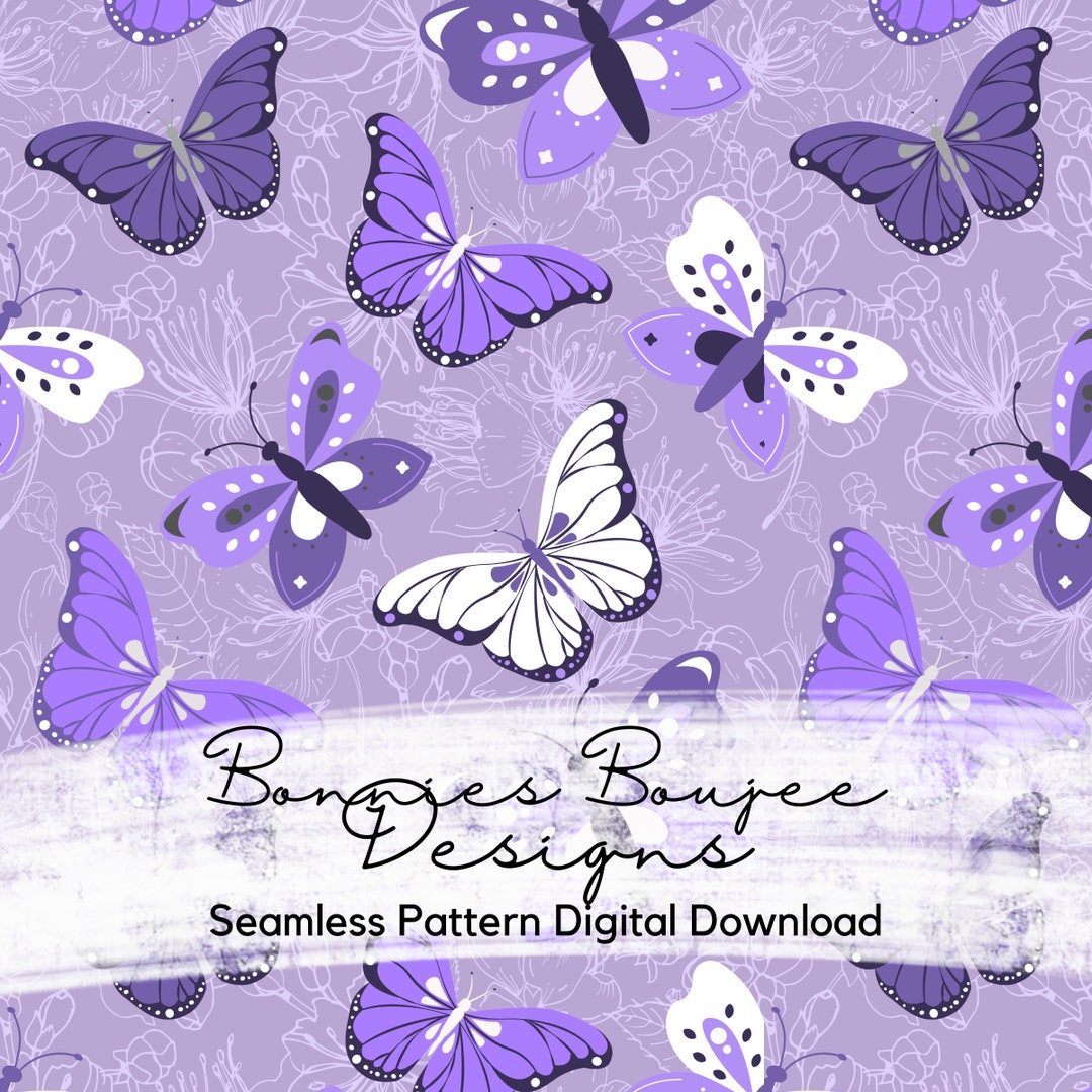 Purple Butterfly Seamless Pattern: Playful Digital File (digital ...