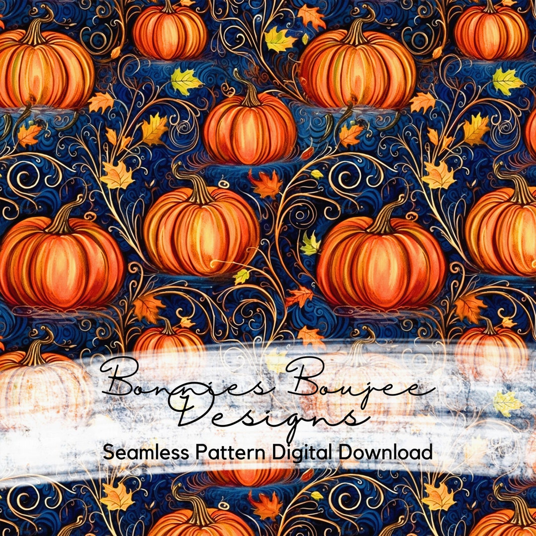 Pumpkins Seamless Pattern, Cute Fall Pumpkins Pattern, Fall Seamless ...