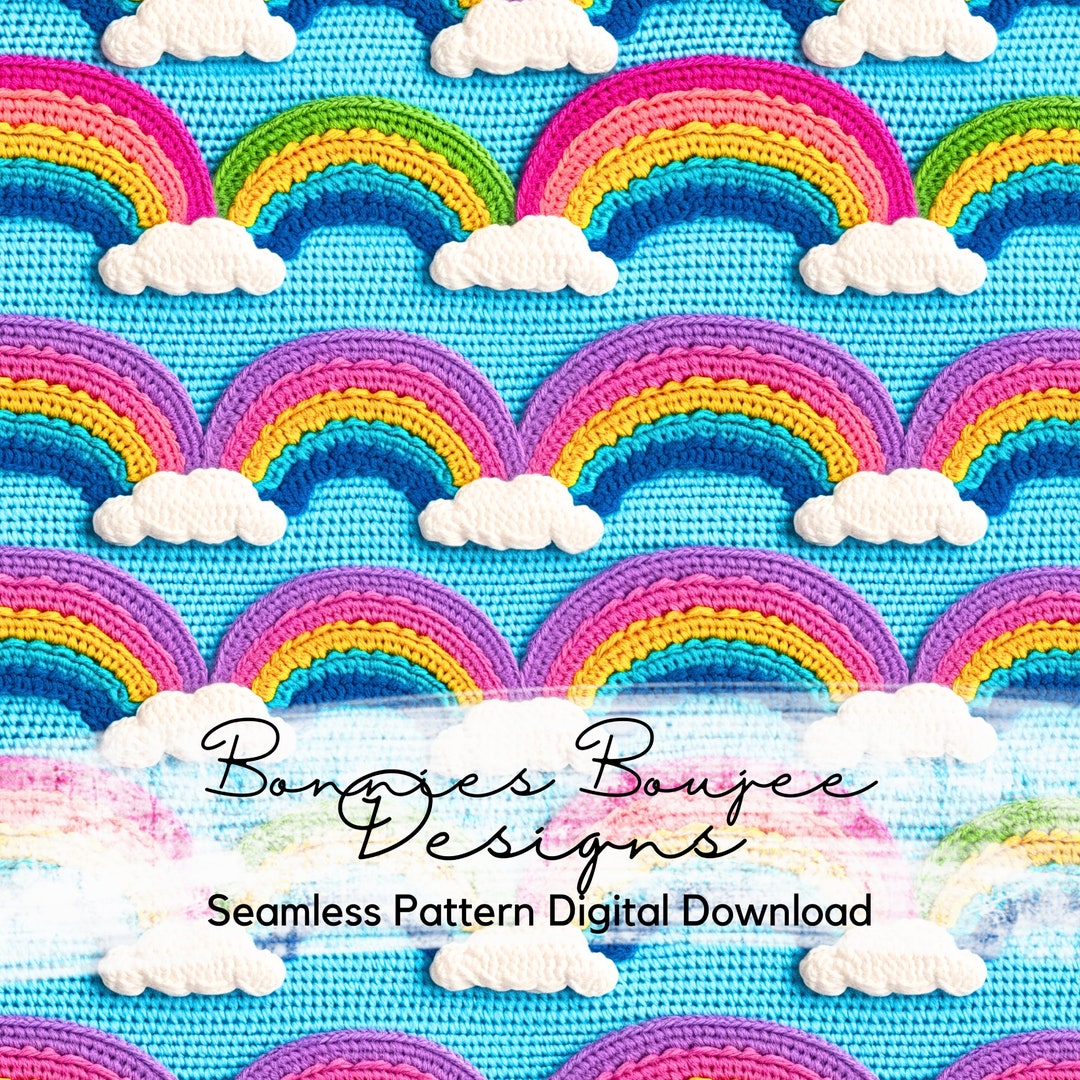 Rainbow Clouds Seamless Pattern, Repeating Rainbow Seamless File ...