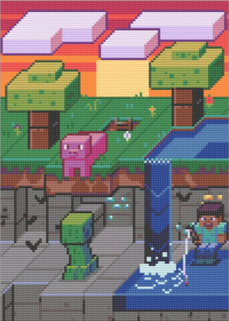 Minecraft Gamer Pattern - Modern Colourful Cross Stitch - Digital PDF ...