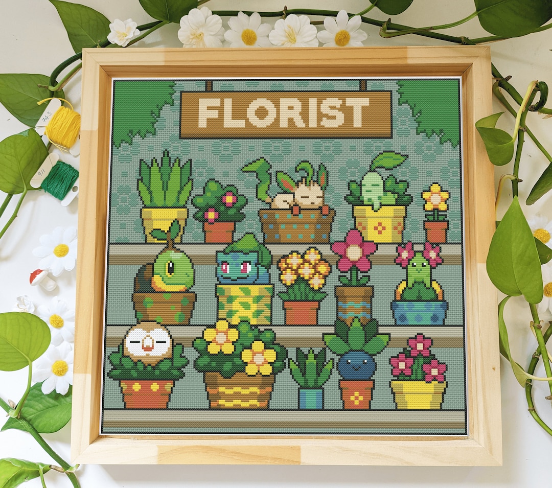 Pokemon Florist Pattern Modern Colourful Cross Stitch - Etsy