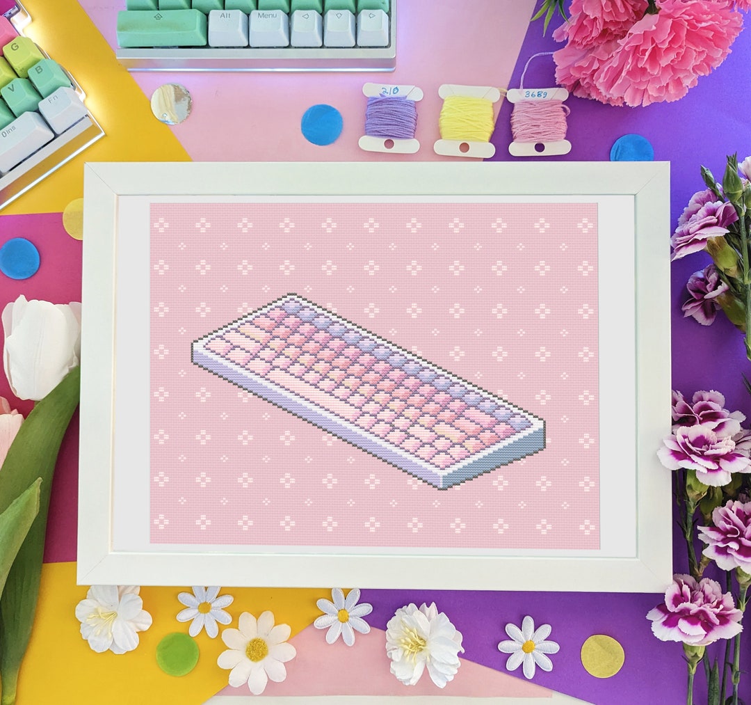 Pastel Sakuramichi Keyboard Pattern - Modern Gaming Cross Stitch ...