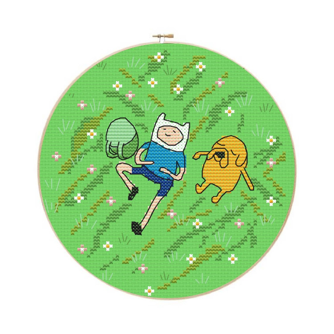 Adventure Time Flower Field - Modern Colourful Cross Stitch - Digital ...