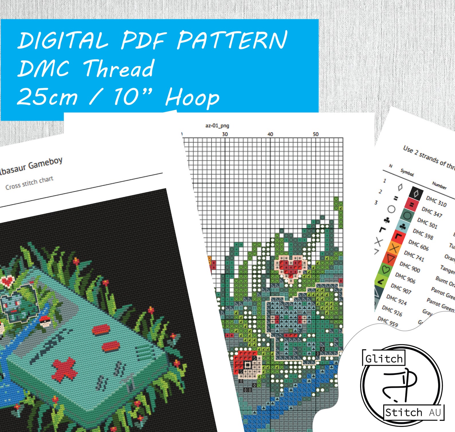 Gameboy Bulbasaur Pokemon Modern Colourful Cross Stitch - Etsy