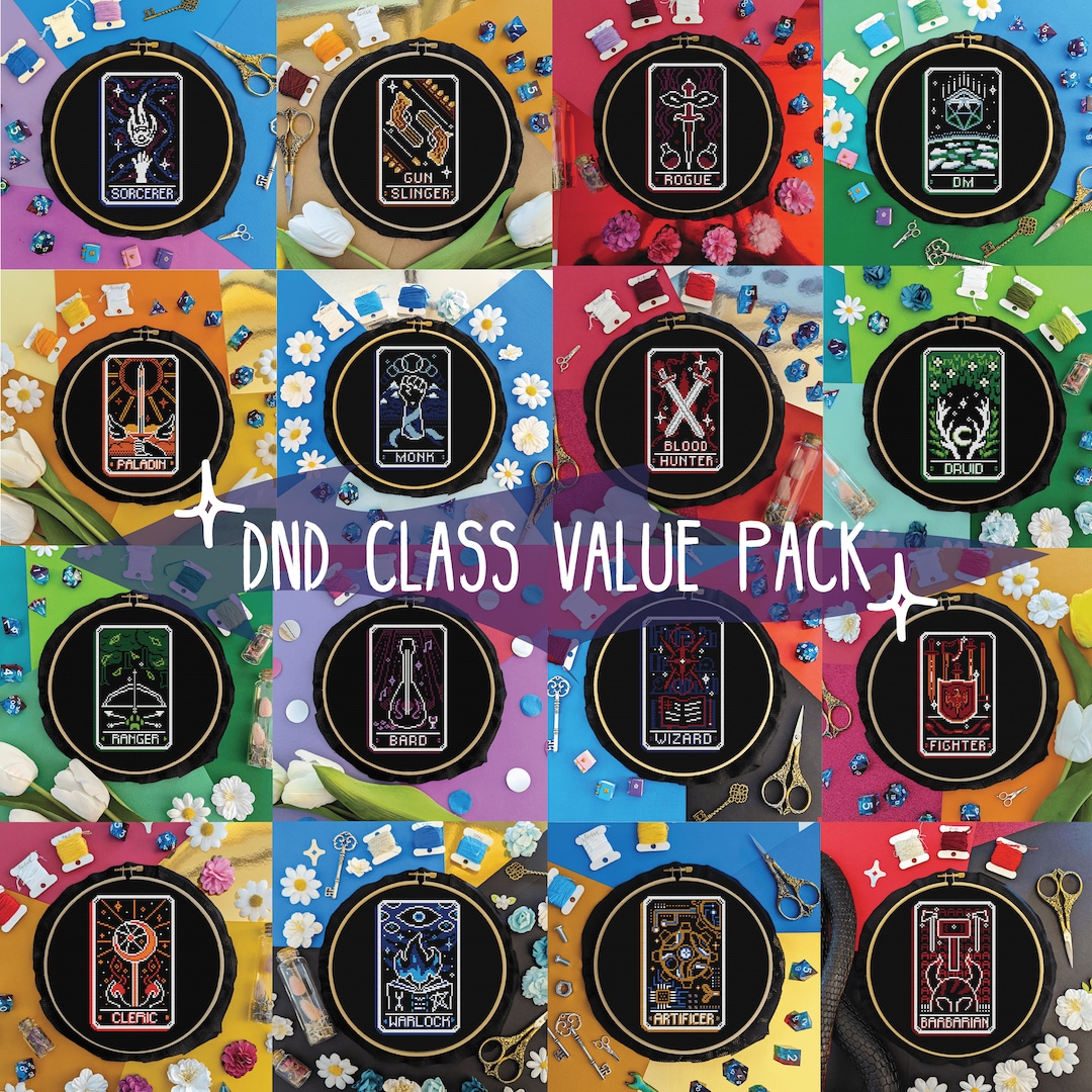 Dnd Classes Tarot Value Pack - Gift Tabletop 5e Cross Stitch Bundle ...