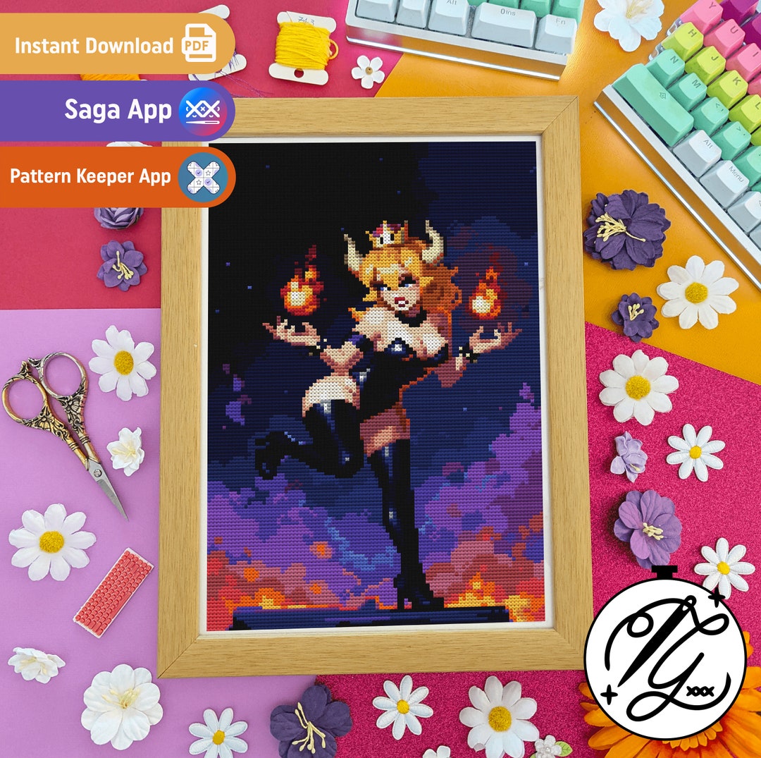 Bowsette Pattern - Femme Gaming Cross Stitch - Digital PDF, Instant ...