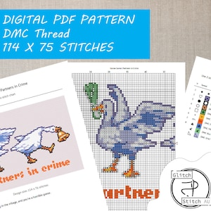 Goose Game: Partners in Crime - Modern Colourful Cross Stitch - Digital ...