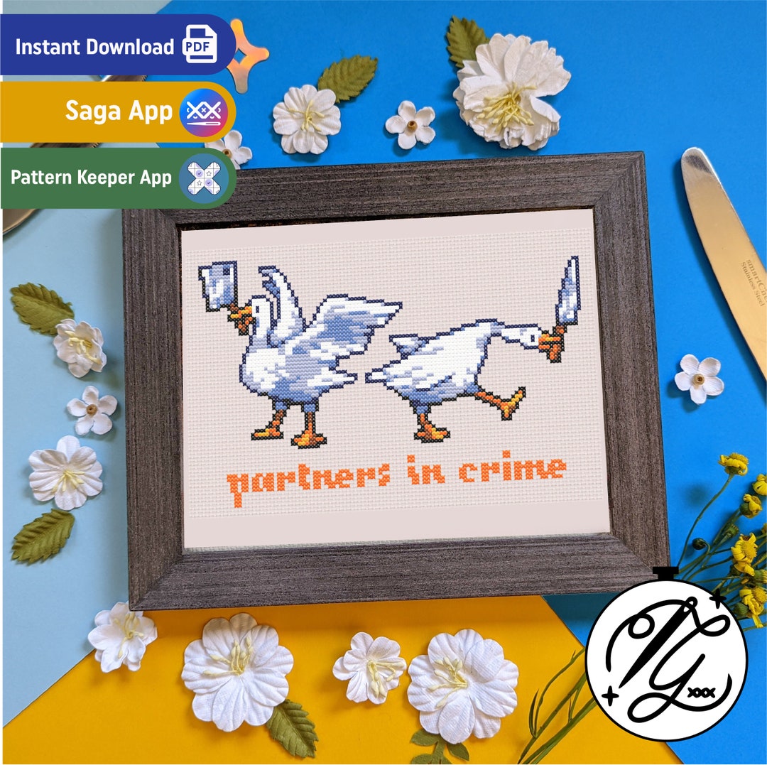 Partners in Crime Goose - Modern Colourful Cross Stitch - Digital PDF ...