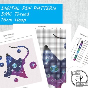 Space Manta Ray - Modern Simple Cross Stitch - Digital PDF, Instant ...