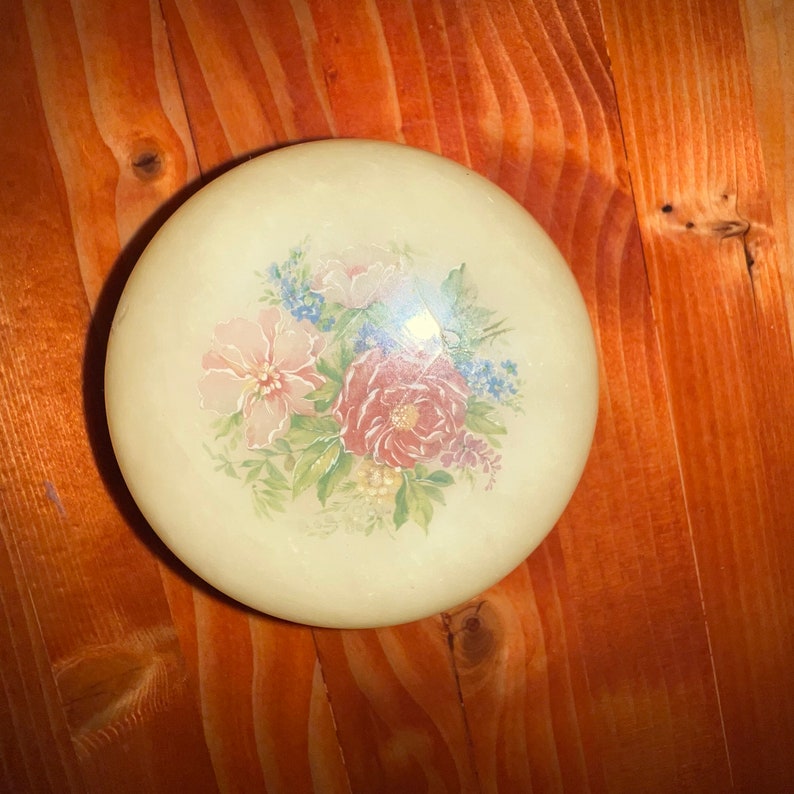 1950s Vintage Hand Carved Alabaster Floral Design, Cream/yellow Color ...