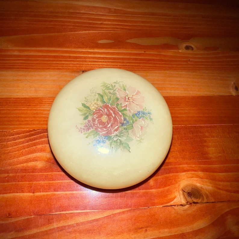 1950s Vintage Hand Carved Alabaster Floral Design, Cream/yellow Color ...