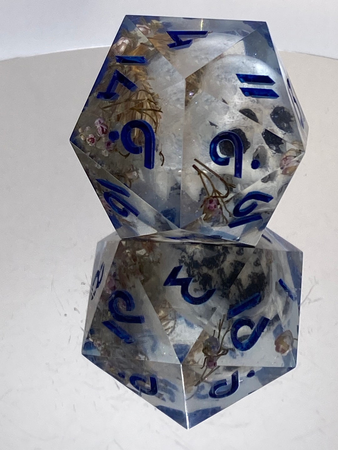 Shade CHUNK single Dice Oversized D20, Skull, Flowers, Handmade Dice ...