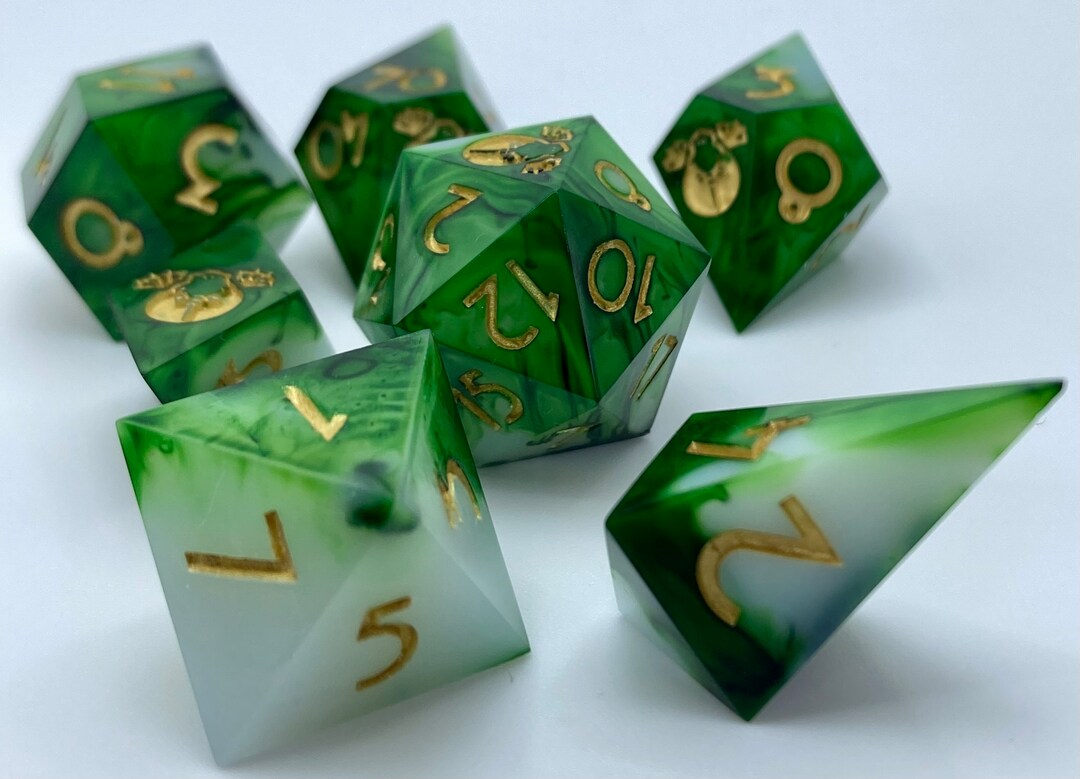 Melted Emerald Green White Handmade Dice Dnd Critical - Etsy