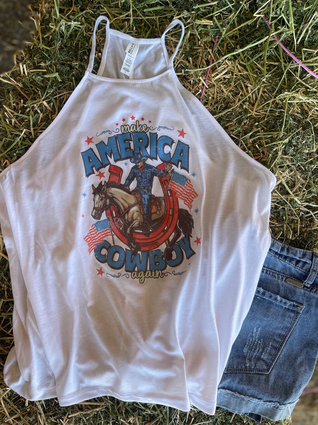 Make America Cowboy Again / High Neck/ Tank Top - Etsy