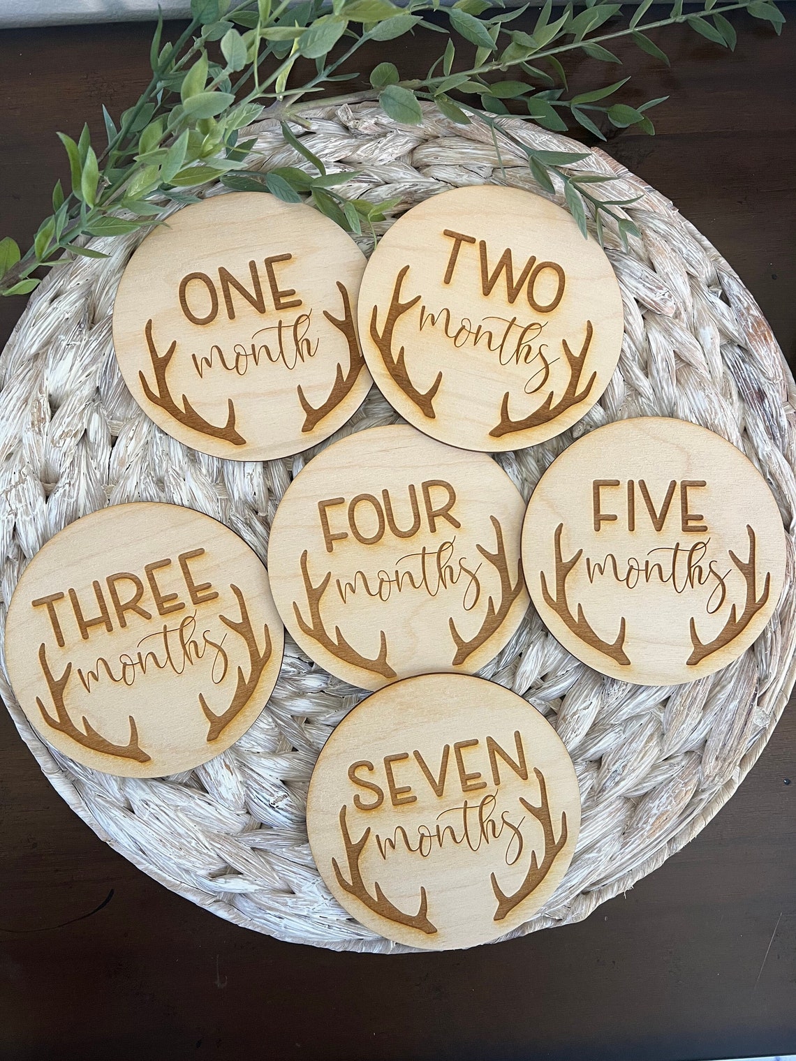Milestone Rounds - Antler - Monthly Milestone - Deer - Etsy
