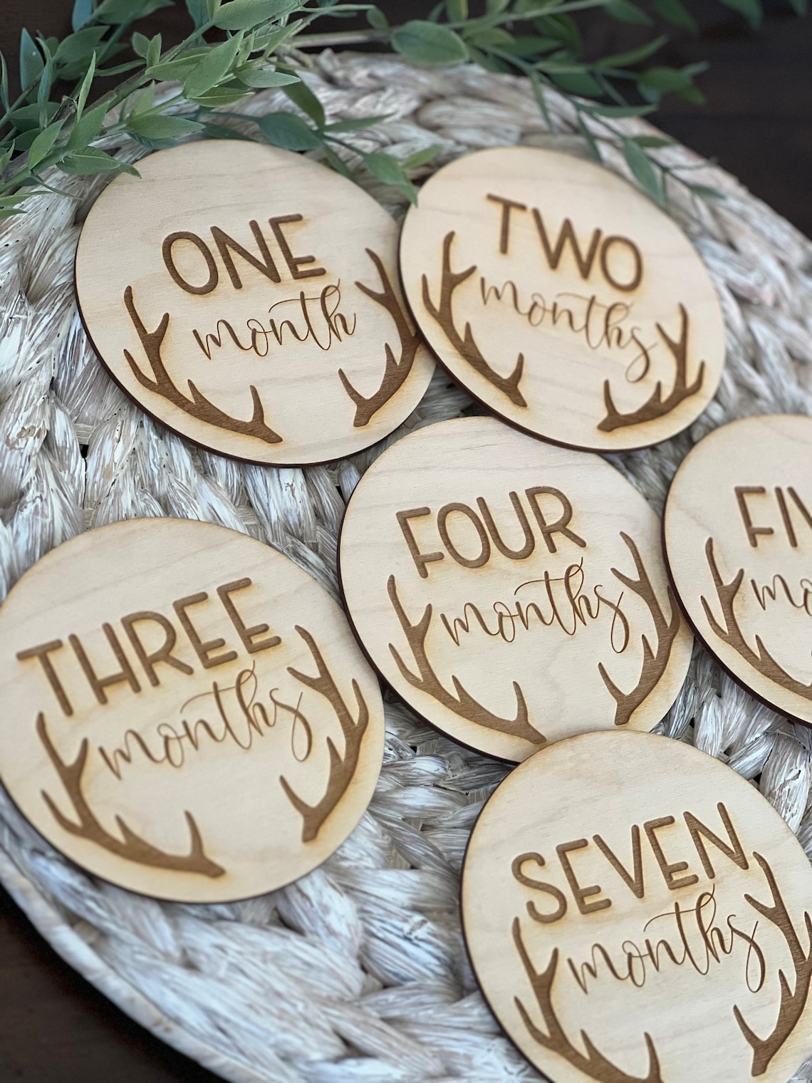 Milestone Rounds - Antler - Monthly Milestone - Deer - Etsy
