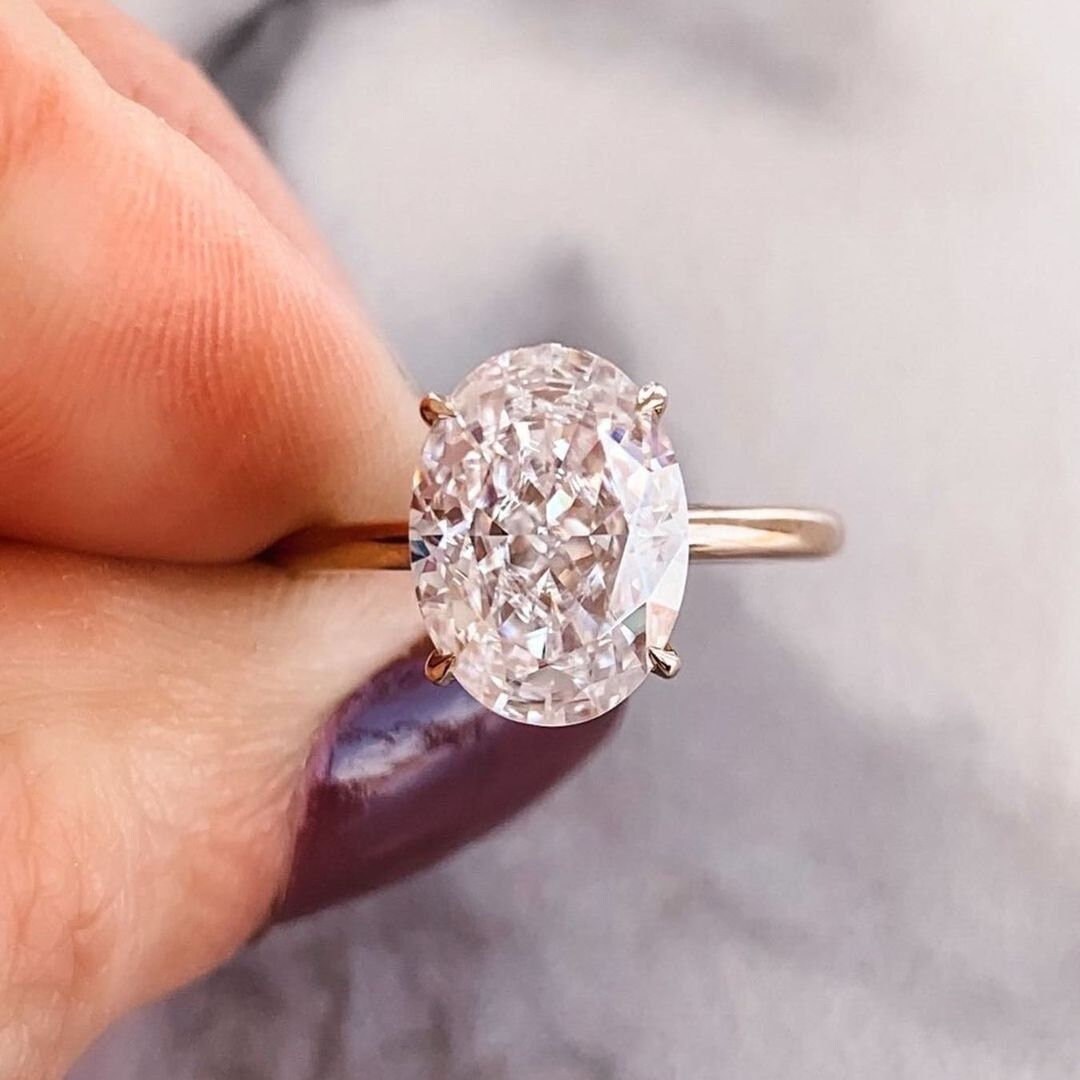 3.5 CT Oval Engagement Ring, Oval CZ Ring, Genuine CZ Ring, Oval ...