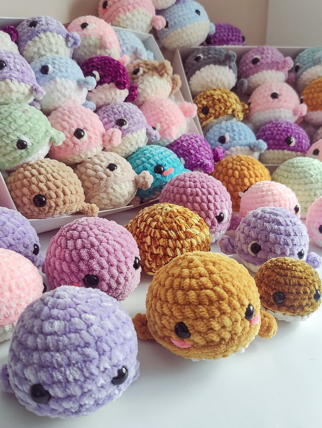 Colorful Mini Whale, Amigurumi Handcraft Cute Fluffy Toys, Handmade ...