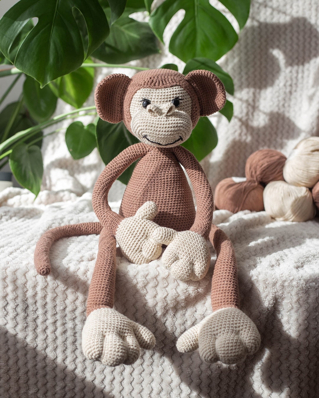 Handmade Big Monkey, Crochet Stuffed Amigurumi Toy, Ready for Gifting ...