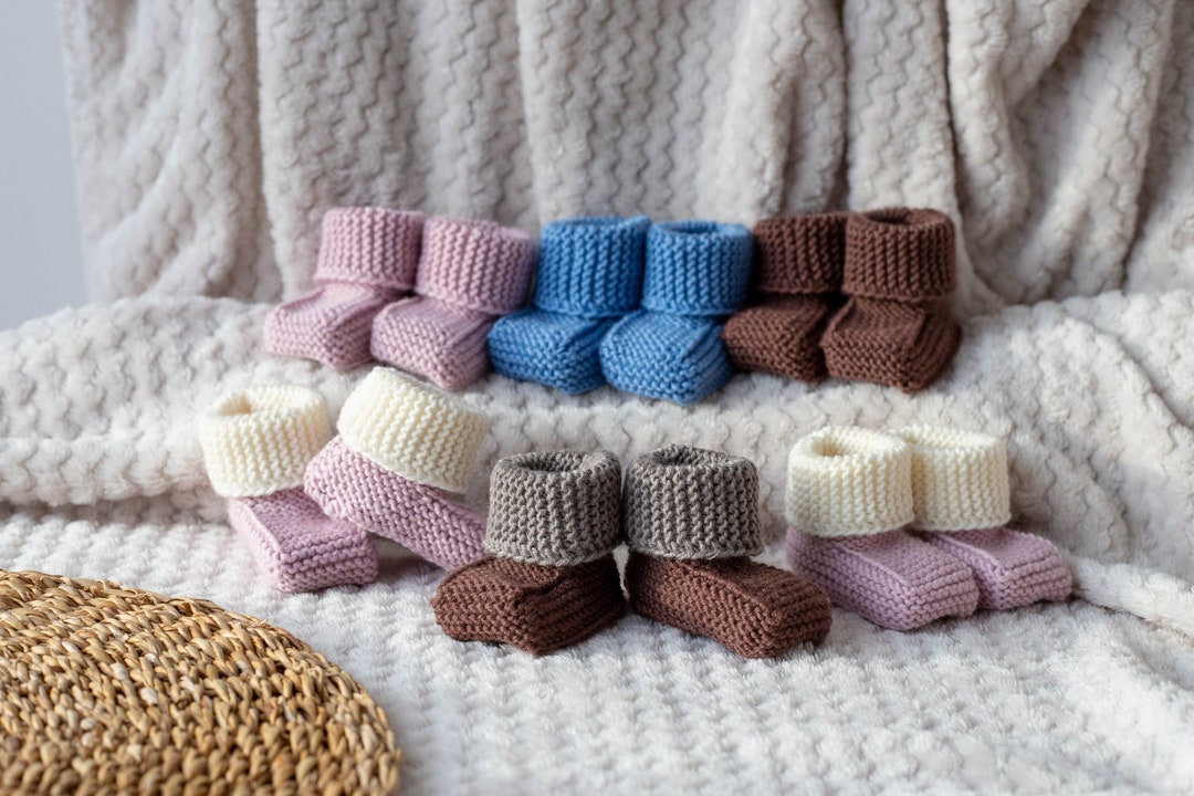 Hand Knitted Baby Boots, Merino Wool Booties for Newborn, Knitted Pink ...