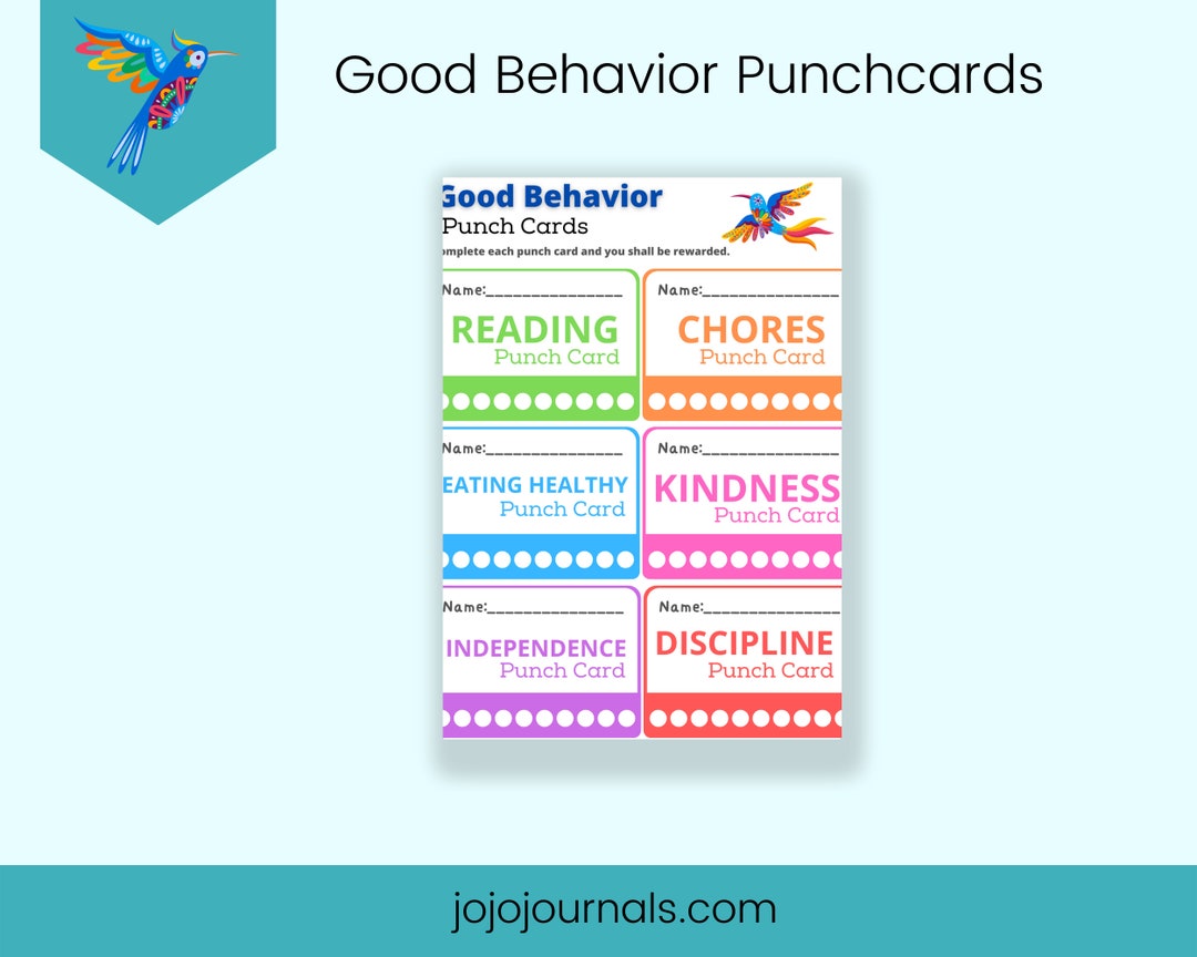 Good Behavior Punch Cards Printable – 8.5x11 in PDF, Instant Download ...