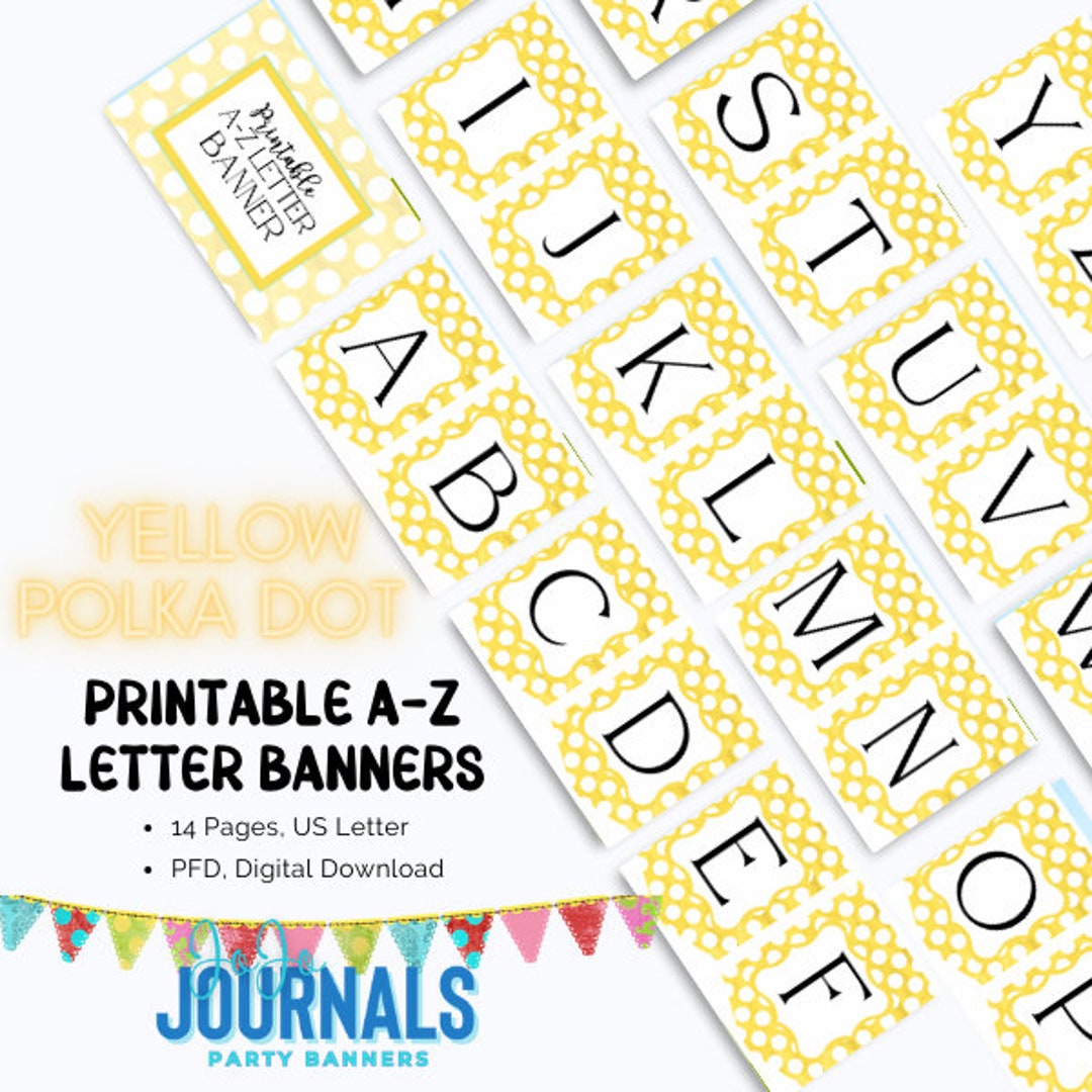 Printable A-Z Letter Banner PDF Digital Download Yellow Dot - Etsy