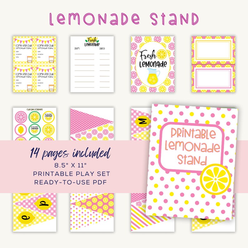 Lemonade Stand Pretend Play, Printable Bundle Kit for Kids, Digital ...