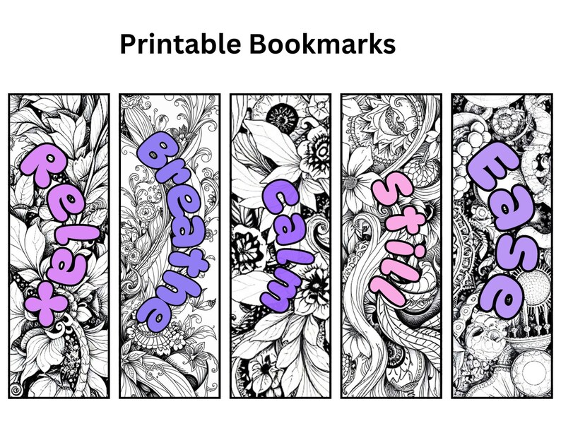 Printable Coloring Bookmarks, Relaxation & Mindfulness Zentangle ...