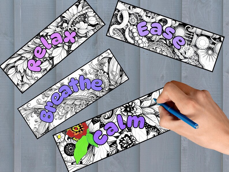 Printable Coloring Bookmarks, Relaxation & Mindfulness Zentangle ...