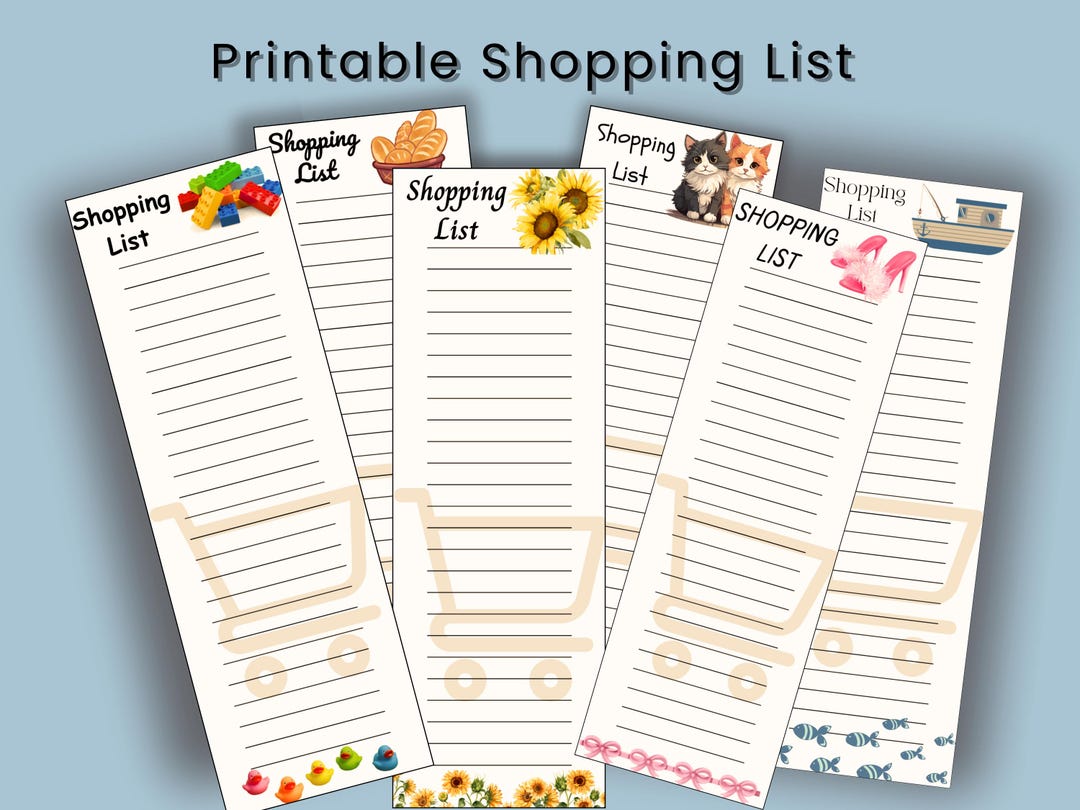Printable Shopping List Bookmarks – Cute Themed Grocery Planner, To-do ...