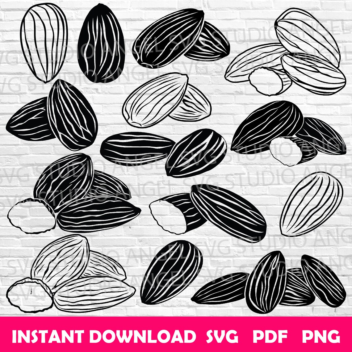 Almond Svg Almonds Svg Almond Cricut Almond Clipart Almond Vector ...