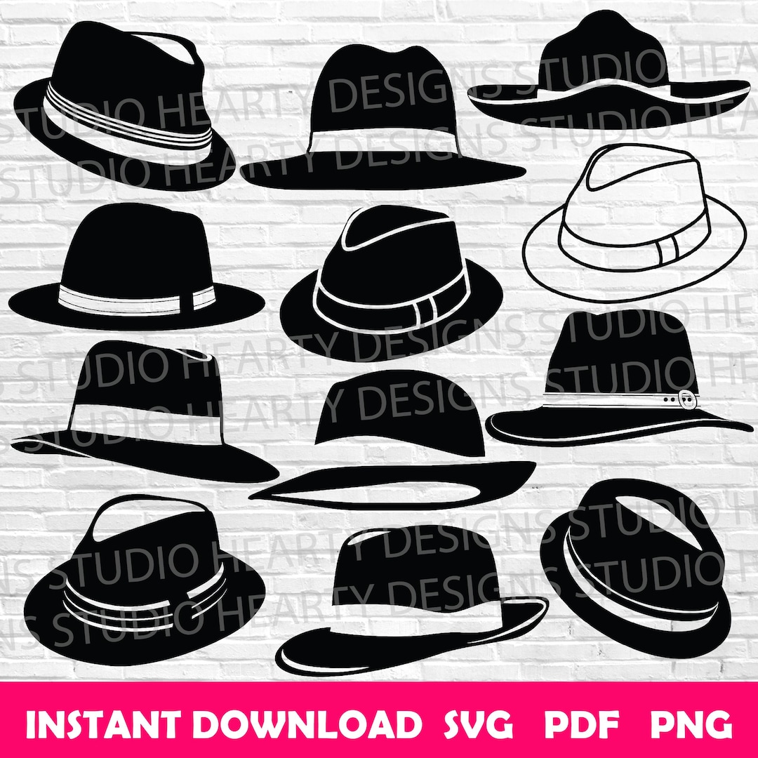 Fedora Hat SVG Bundle: Silhouette Vector Cut Files (digital Download ...