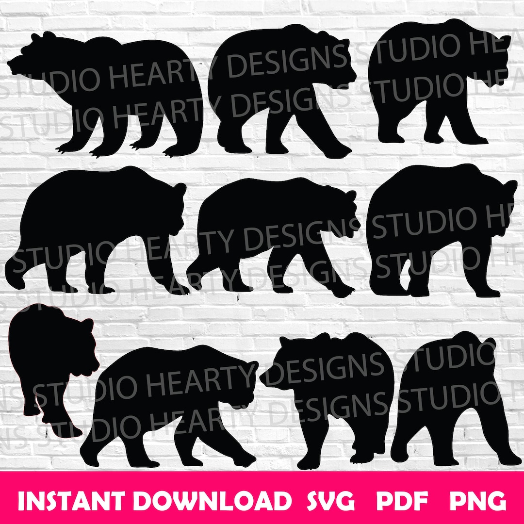 Paquete SVG de silueta de oso: imágenes prediseñadas de animales ...