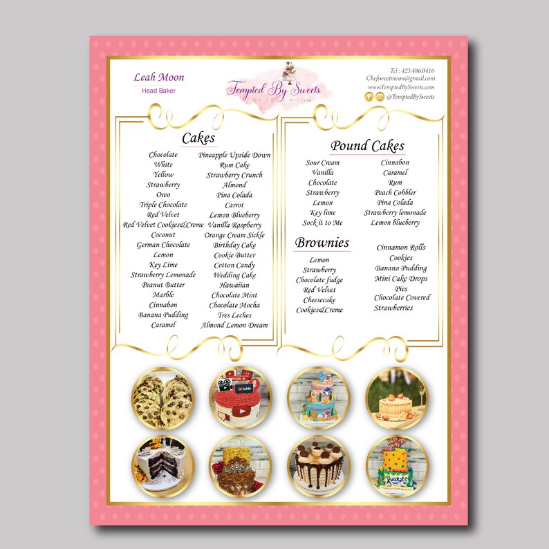 Custom Food Menu Custom Restaurant Menu Custom Bakery Menu - Etsy