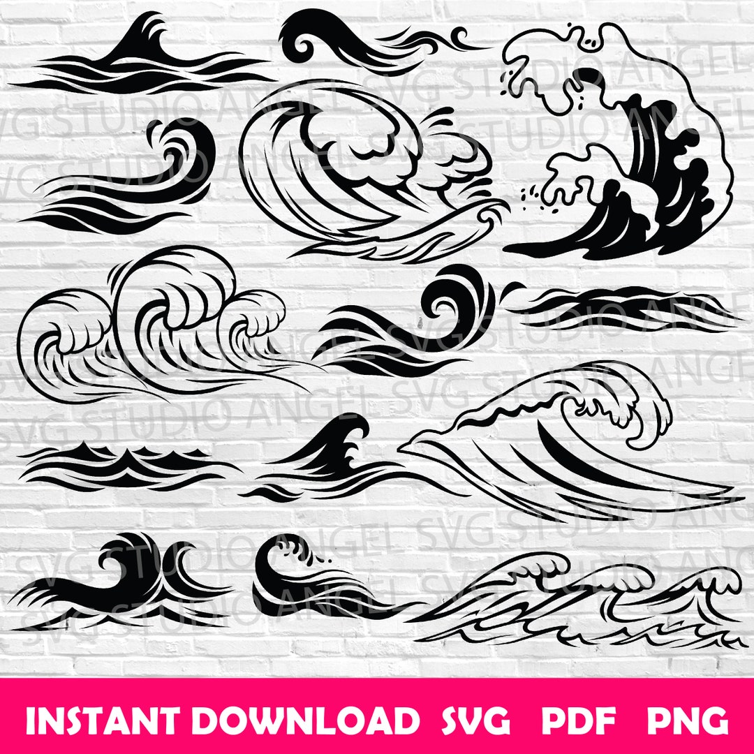 Water Waves Vector Clipart: Ocean & River Designs (SVG, PDF, PNG ...