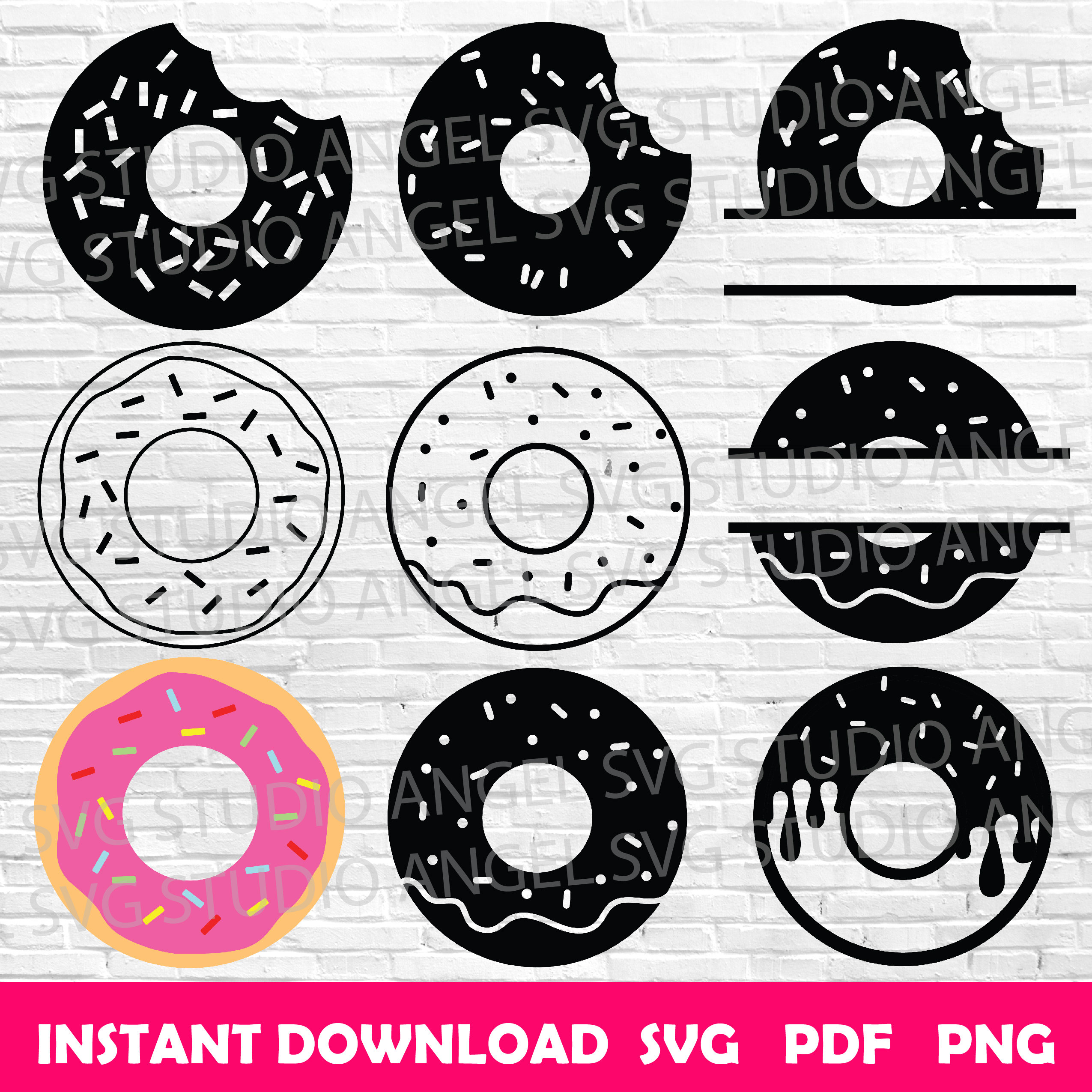 Donut Svg Doughnut Svg Donut Svg Cut Files Donut Svg Bundle Donut Split ...