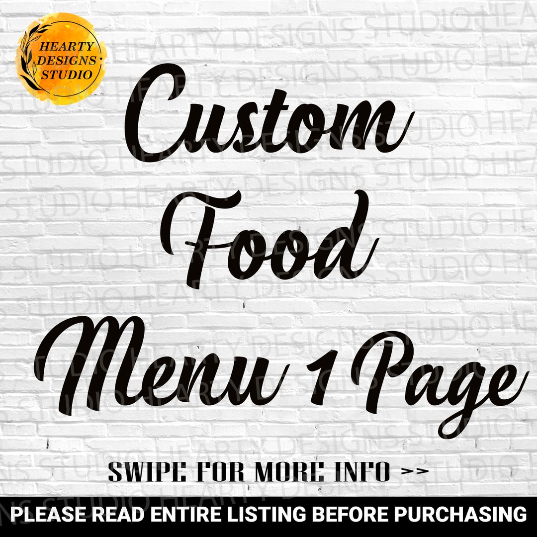 Custom Food Menu Custom Restaurant Menu Custom Bakery Menu Custom Cafe ...