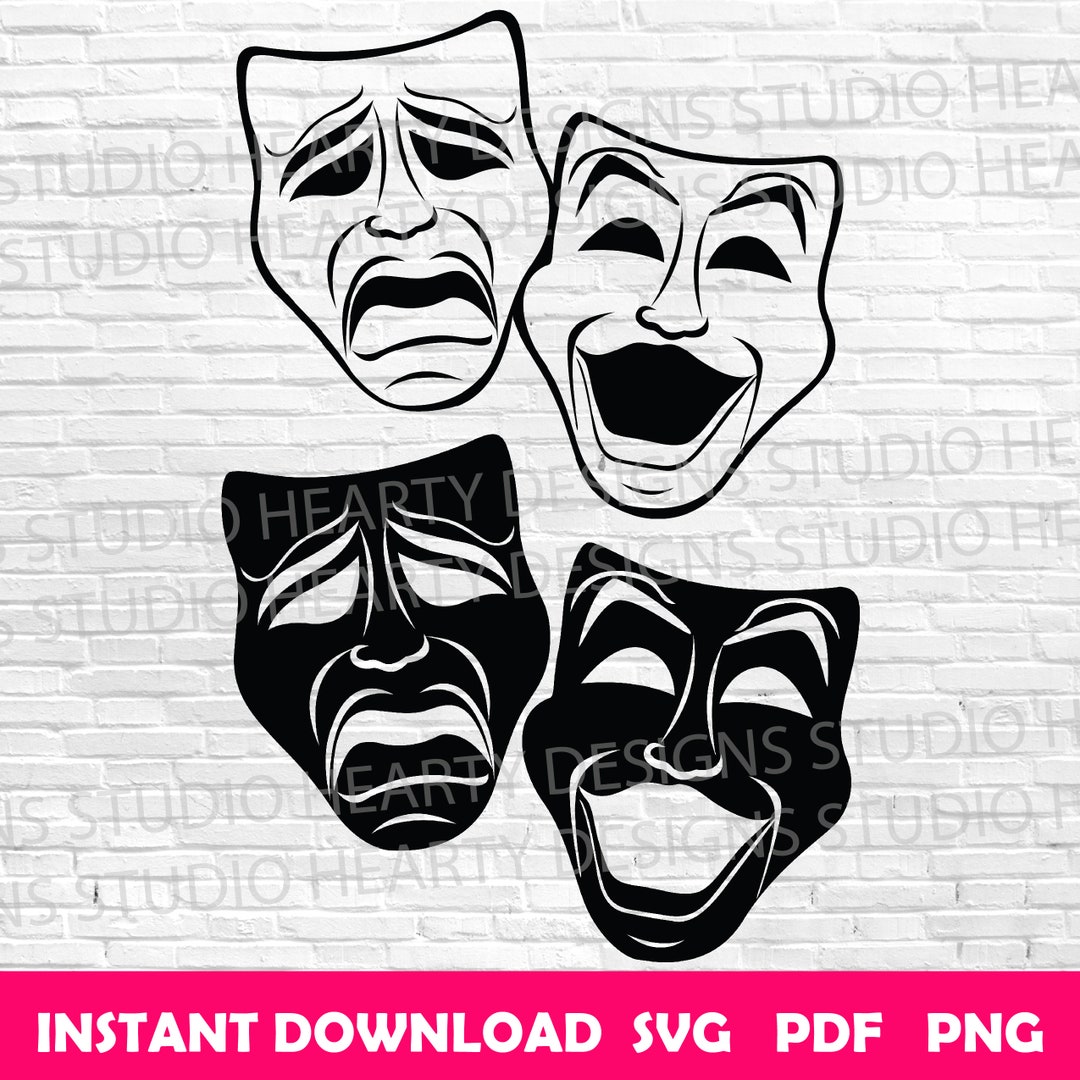 Thespian Mask Svg Thespian Mask Cricut Thespian Mask Svg Bundle ...