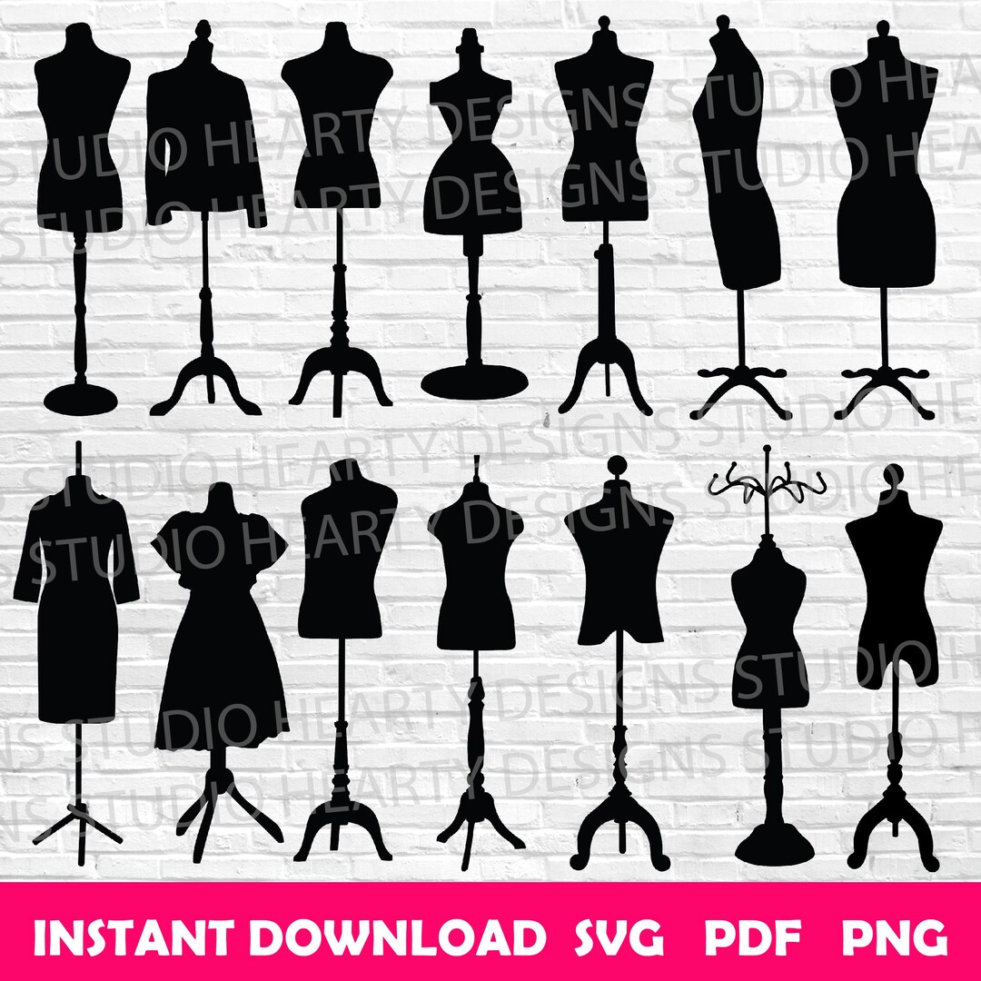 Mannequin Silhouette SVG Bundle: Dress Form Vector Cut Files (digital ...