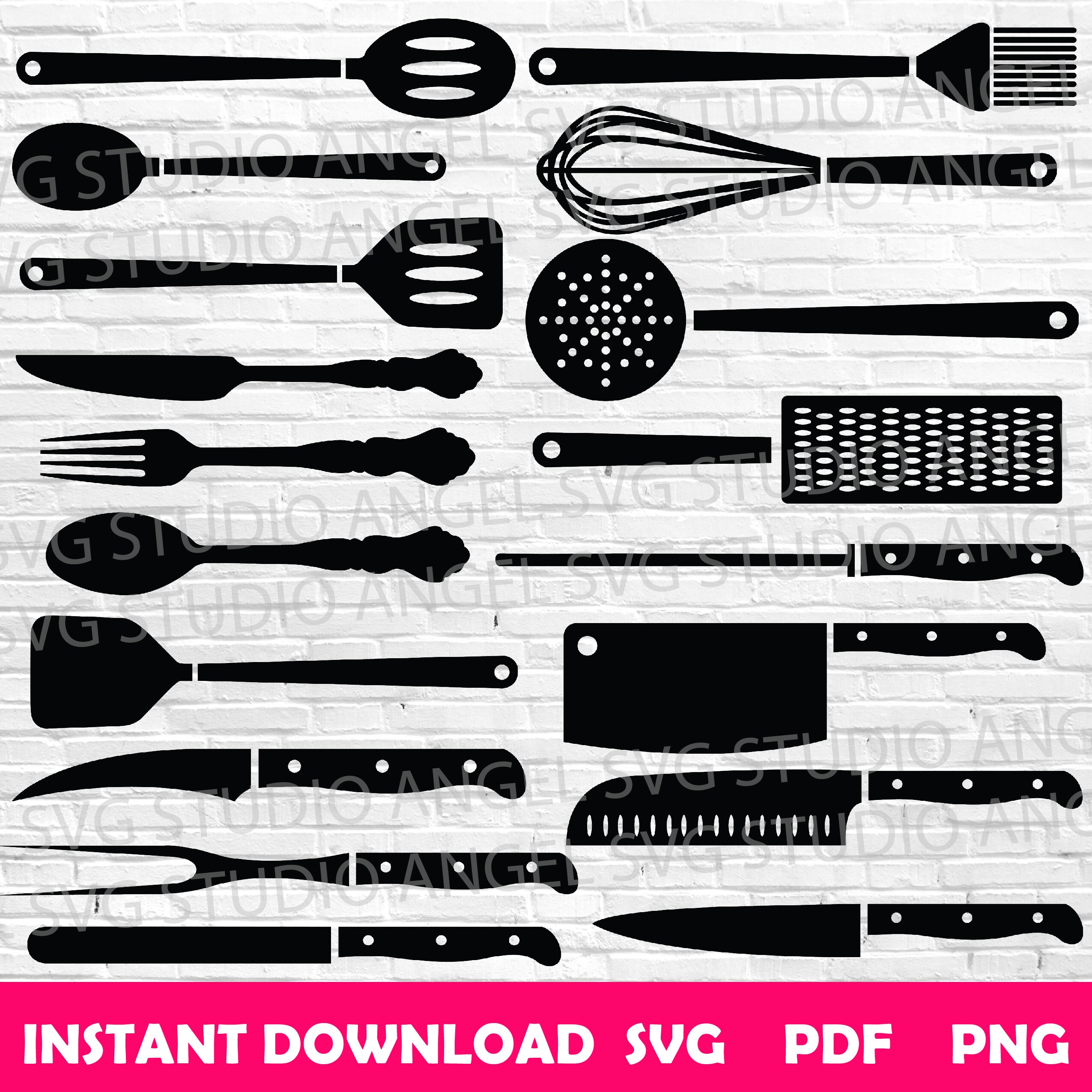 Kitchen Tools Svg Spatula Fork Svg Spoon Svg Kitchen Whisk Cricut Svg ...