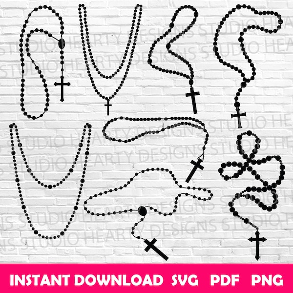 Black Rosary Beads Svg - Etsy