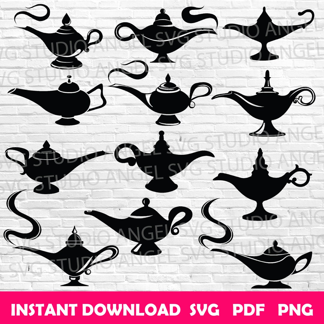 Magic Lamp SVG: Alladin Lamp Cut Files, Clipart for Silhouette Cricut ...