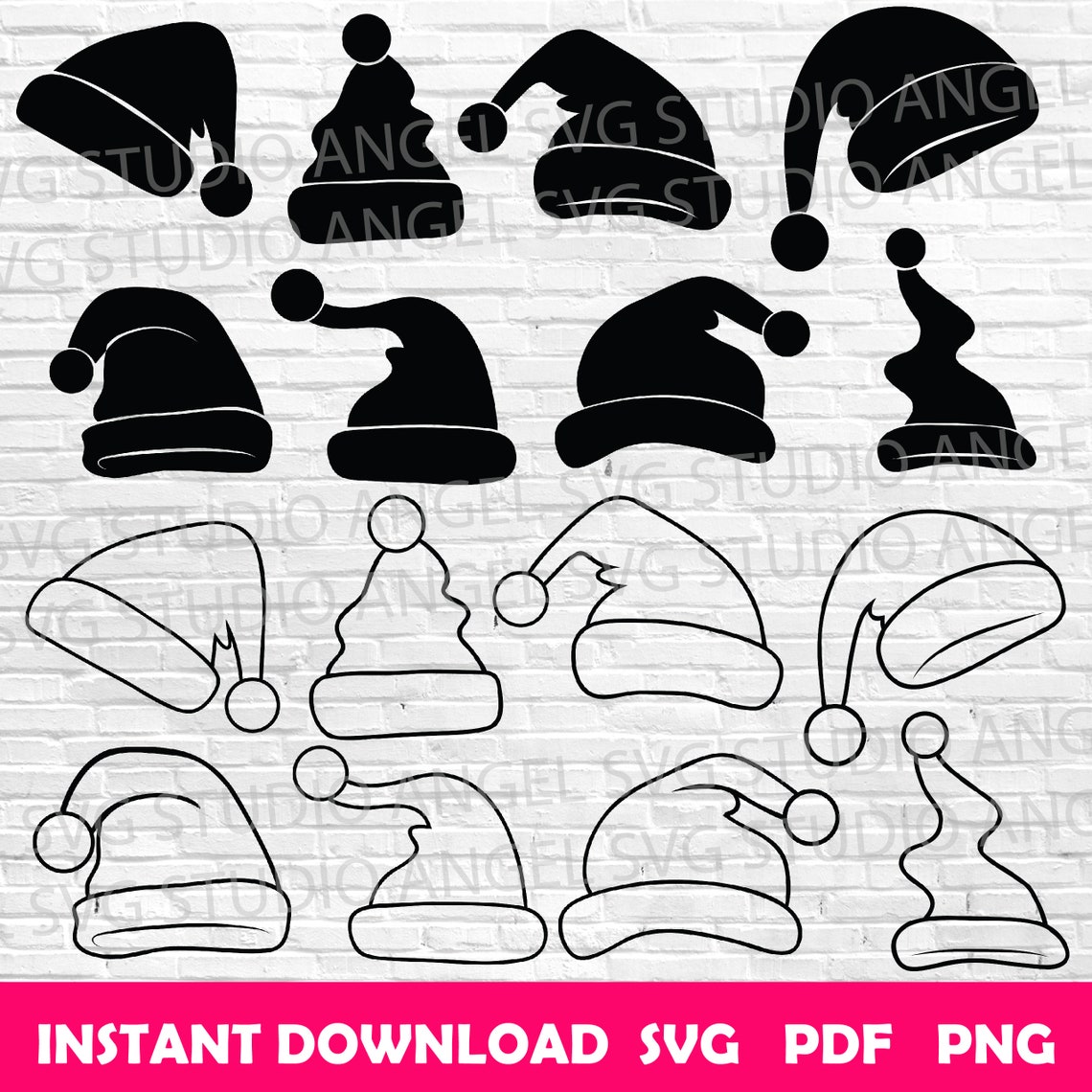 Santa Hat Svg Santa Cap Svg Santa Hat Svg Bundle Santa Cap Svg Bundle ...
