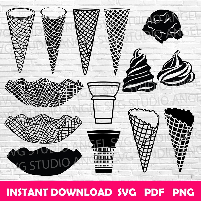 Waffle Cone & Soft Serve SVG Bundle: Cricut Cut Files (digital Download ...